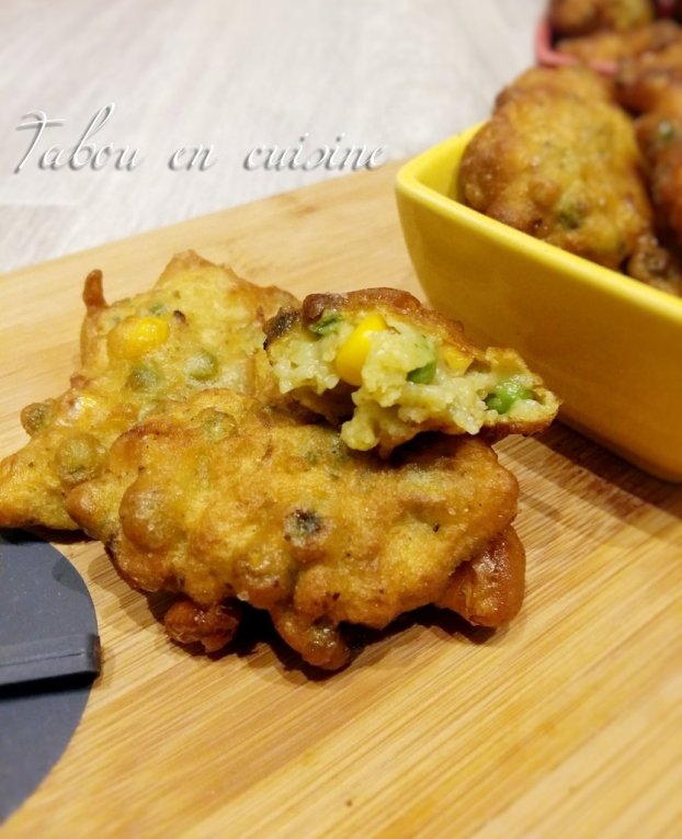 Beignet de petits pois et maïs façon pakora
