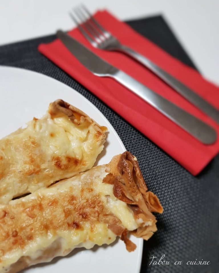 Crêpes gratinées thon et champignons